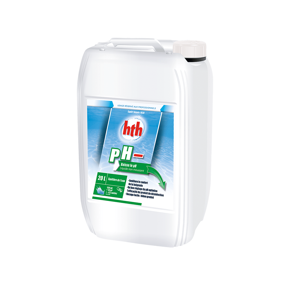 HTH - pH- Liquide, 15% - 20L - Piscines jumela